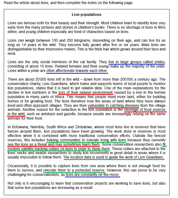 Reading: Exercise 3 (Note-taking) – IGCSE AID