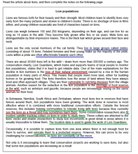 Reading: Exercise 3 (Note-taking) – IGCSE AID